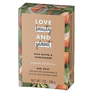 Love Beauty And Planet Majestic Exfoliation Bar Soap Shea Butter & Sandalwood, 7 oz, Pack of 3
