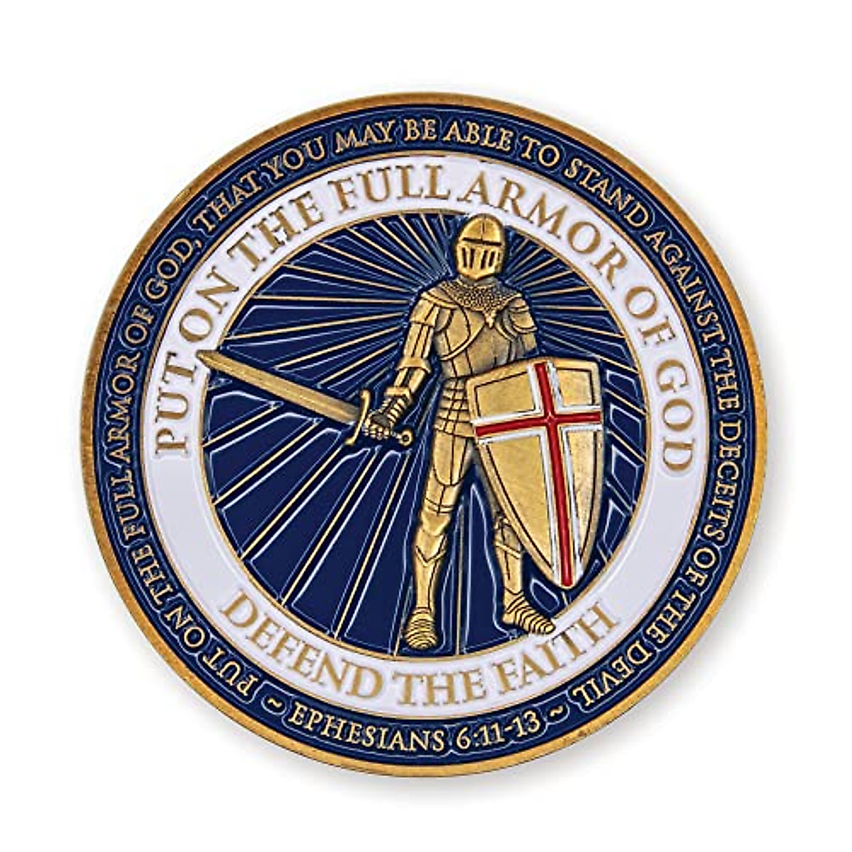 Defend The Faith Armor of God Coin, Religious Challenge Coins for Bible Study & Collectors, Shining Knight in Gods Armour, Motivational Commemorative Coin, Inspirational Scripture Token Gift
