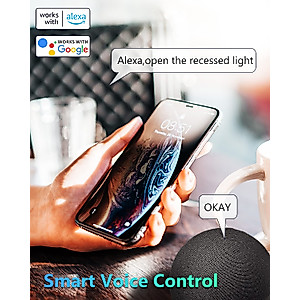 Kaqur Smart Recessed Lighting 4 Inch, 10W 1000lm RGBCW Smart WiFi Recessed Lights with Junction Box, Smart LED Ceiling Light Work with Alexa/Google Assistant, Smart Can Lights APP Control, 8 Pack