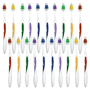 DecorRack 20 Toothbrushes Affordable Bulk Pack of Disposable Manual Tooth Brushes for Travel, Hotel, Guest, Good for Single Use, Cleaning -BPA Free- Plastic Toothbrush (Not Individually Wrapped)