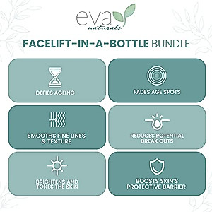 Eva Naturals Facelift in a Bottle - 3-in-1 Anti-Aging Set with Retinol Serum, Vitamin C Serum and Eye Gel - Formulated to Reduce Wrinkles, Fade Dark Spots and Treat Under-Eye Bags - Premium Quality