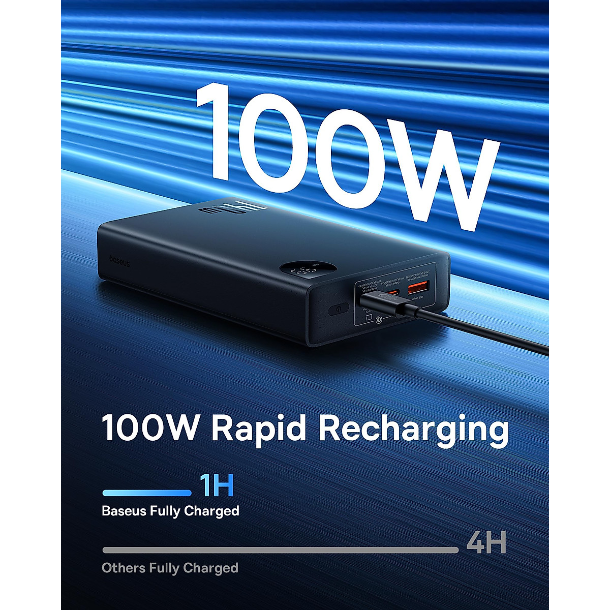 Baseus 140W Portable Charger,24000mAh Laptop Power Bank,3-Port Fast Charging USB C Battery Pack,2 USB-C&1 USB-A,Smart Digital Display Battery Bank for iPhone 15/14/13,Samsung,iPad,MacBook,Dell XPS,HP