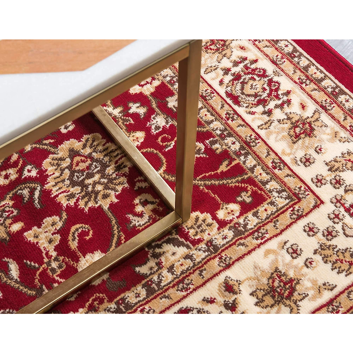 Unique Loom Sialk Hill Collection Area Rug - Washington (4' 1" x 6' 1" Rectangle Burgundy/Cream)