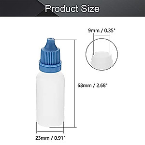 Othmro 0.5oz PE Lab Eye Plastic Dropper Bottles 50pcs, 15ml Squeezable Eye Liquid Dropper Thin Mouth Via of Liquid Sample Seal Storage Bottle with Childproof Blue Cap