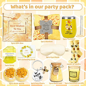 Birthday Bee Gifts for Women - Birthday Gifts for Women Valentines Day Gifts for Her Relaxing Spa Gifts Happy Bee Day Gifts with Inspirational Blanket Candle for Mom Best Friends Sister Teacher Wife