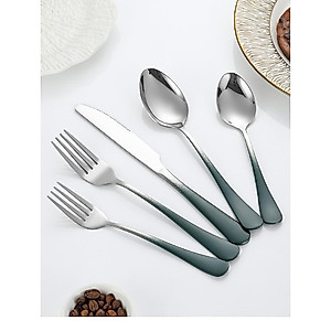 Silverware Set Black Gold Gradual Change Color Handle Flatware Cutlery Tableware Cutlery Set,Food-Grade Stainless Steel，Mirror Finished Utensil Sets for Home Restaurant