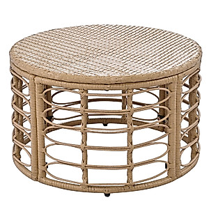 7 Pieces Outdoor Patio Furniture Sectional Sofa Set with Coffee Table, All-Weather Rattan Conversation Set with Thick Cushions and Pillows for Garden Backyard Balcony, Freely Combined (Grey-7S)