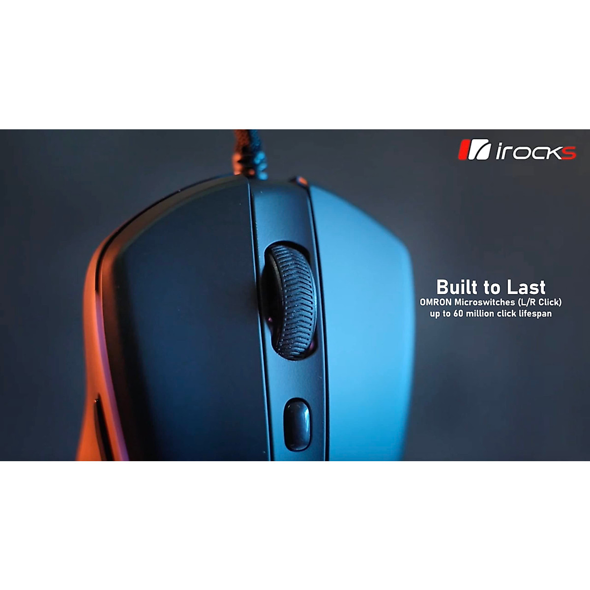 i-rocks M40E Esports Grade Ultralight 62g Performance Gaming Mouse with D2FC-F-K(60MN) Micro Switches, PMW 3389 Optical Sensor (Up to 16,000 DPI) & RGB Lighting
