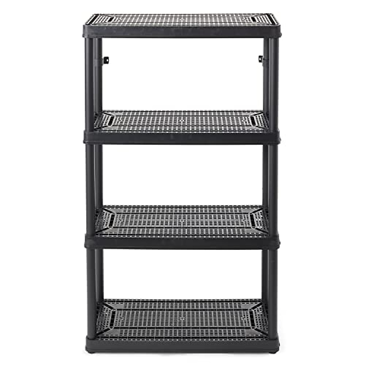 Gracious Living 14" x 32" x 54.5" 4-Shelf Tier Resin Multi-Purpose Medium Duty Indoor Garage Storage Organizer Shelves, Black