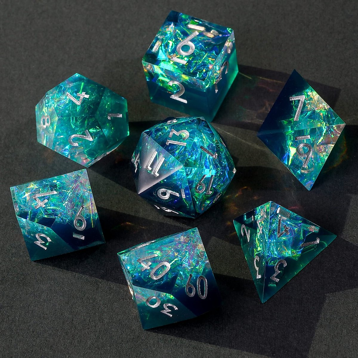 DND Dice Set Dungeon and Dragons Sharp Edge Dice Handmade Resin Polyhedral Dice RPG D20 Role Playing Gaming Dice for Party Games… (Style 5)