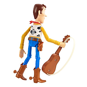 Toy Story 4 25th Anniversary Woody Figure in True to Movie Scale with Guitar, Lasso, Kite for Creative Play, Highly Posable, Collectible Adult and Kids Birthday Gift Ages 3 and Up