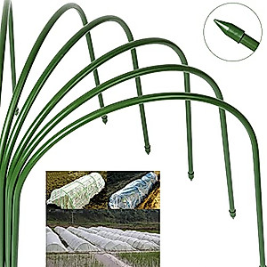 FOTMISHU 6Pcs(25.6" x 23.6") Greenhouse Hoops,Plant Support Stakes, Rust-Free Grow Tunnel 4.9ft Long Steel with Plastic Coated Support Hoops Frame for Garden Fabric, Plant Support Garden Stakes