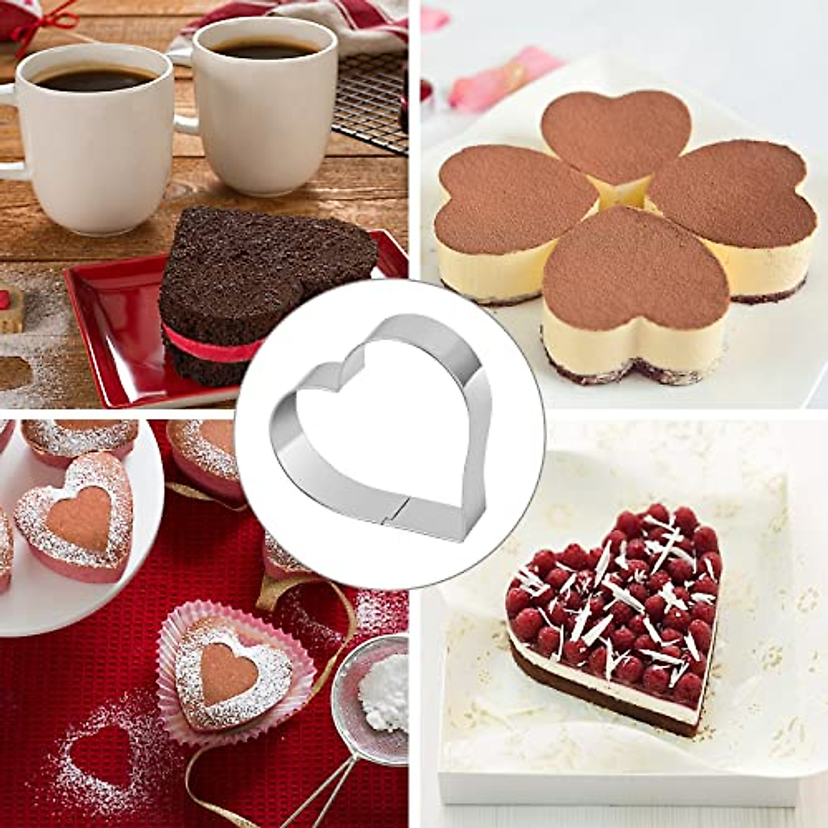 Heart Cookie Cutter Set - 6 Piece - 3 4/5", 3 1/5", 2 4/5", 2 3/5", 2 1/5", 1 4/5" - Heart Shaped Cookie Cutters, Stainless Steel Biscuit Pastry Cutters