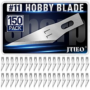 JTIEO 150 PCS Exacto Knife Blades 11, Sharp Hobby Knife Blades, High Carbon Steel Craft Knife Blades, 11 Hobby Knife Replacement Blades, Exacto Blades for Art, Scrapbooking, Stencil, Paper Cutting