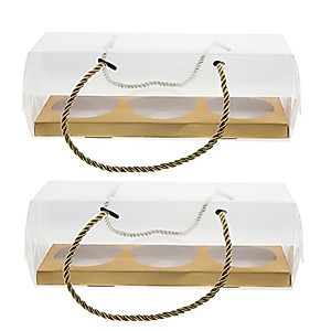 ULTECHNOVO 10pcs Boxes Packing Box Plastic Food Containers Mini Hinges Mini Cookies Paper Cupcake Holder Container Ritz Crackers with Cheese Macarons Cookies Nylon Golden Takeaway Boxes Candy