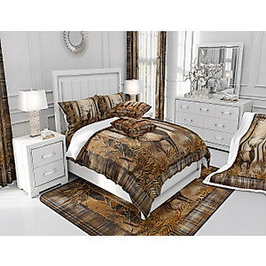 Feelyou Deer Hunting Comforter Set Hunter Themed Bedding Set for Kids Boys Girls Jungle Wild Animal Deer Comforter Soft Quilt Set Twin Size