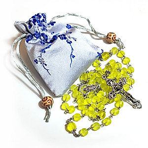 GeekTenet Rosary Beads Chaplet NL Artificial Crystal Rosery Cross Catholic Rosaries (Yellow)