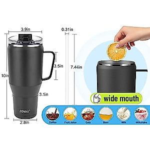 Zenbo 40 oz Tumbler with Handle –Keeps Drinks Cold up to 34 Hours,Leak Proof Lid and Straw -Insulated Tumbler Sweat Proof,Dishwasher Safe
