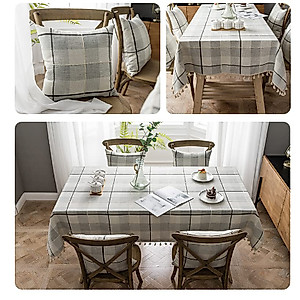 Neelvin Rustic Rectangle Burlap Thick Tablecloth Cotton Linen Table Linens Tablecloths Waterproof Wrinkle Free Table Cover for Kitchen Dinning,55"x70",4-6 Seats