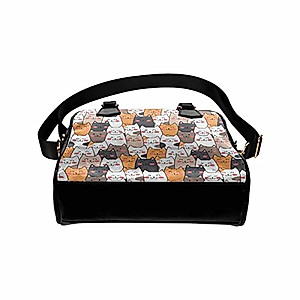 InterestPrint Cute Cats Pastel Color Womens Casual Bag Shoulder Satchel Bag Handbag