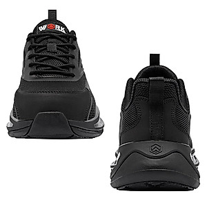 LARNMERN Steel Toe Shoes Men Breathable Work Sneakers Safety Lightweight Comfortable Tennis Shoe Indestructible Sneaker(9.5 Men, Black)