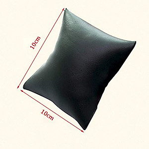 Teensery 6 Pcs Black PU Leather Small Bracelet Watch Pillow Bangle Cushions for Jewelry Displays, 4x4 inch