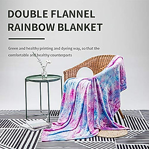 COCOPLAY W Colorful Throw Blanket, Rainbow Throw Blanket Super Soft Fuzzy Light Weight Luxurious Cozy Warm Microfiber Blanket for Bed Couch Living Room (Purple Rainbow, Throw (50"x60"))