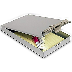Saunders Silver Memo Size Aluminum Redi Rite Storage Clipboard with 1 Inch Storage Compartment and Self Locking Latch - Form Holder Perfect for Contractors, Truckers, and Office Use
