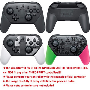 YoRHa Studded Silicone Transfer Print Cover Skin Case ONLY for Nitendo Official Switch Pro Controller x 1(Flowers) with Pro Thumb Grips x 8