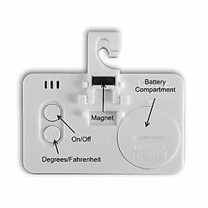 Wrenwane Digital Refrigerator Freezer Room Thermometer, No Frills Simple Operation, White