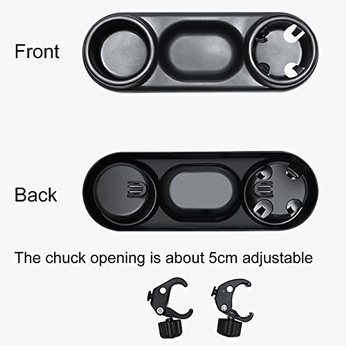 Stroller Snack Tray, 3 in 1 Stroller Cup Holder Clip On Removable Universal Stroller Snack Catcher and Drinks Holder Non Slip (Black)