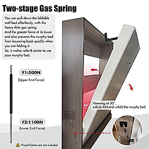 Murphy Bed Hardware Kit with Two-Stage Deluxe Gas Spring - Effortless to Pull Down & Fold Back, Smart Design Combining Scattered Parts for Heavy Duty Construction, DIY Murphy Bed Kit Queen Vertical