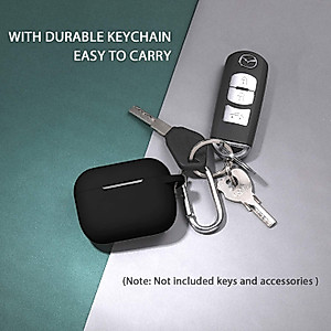 Hamile Compatible with AirPods Pro Case Protective Silicone Airpod Case Shockproof Cover Skin for Apple Airpod Pro 2019 Charging Case, with Keychain, Black