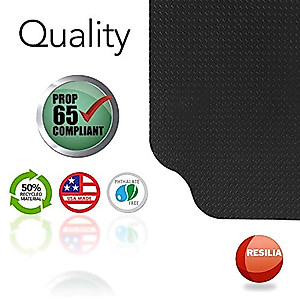 RESILIA - Large Under Grill Mat - Black Diamond Plate, 72 x 48 inches, 12-inch Splatter Protection Lip, for Outdoor Use
