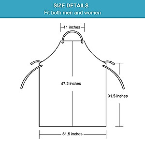Surblue Waterproof Rubber Vinyl Apron, 47" Plus Size Aprons, Anti-Corrosion Rubber Heavy Duty Apron, Project Industrial Chemical Resistant Work Safe Clothes, Butcher, Dishwashing, Lab Work, Dog Grooming, Cleaning Fish, Black