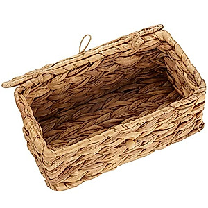 Tissue Box Cover, Rectangular Woven Tissue Box Holder, Water Hyacinth Rustic Decorative Facial Tissue Holder for Bathroom Living Room Bedroom Dresser Office Car (Rectangular)