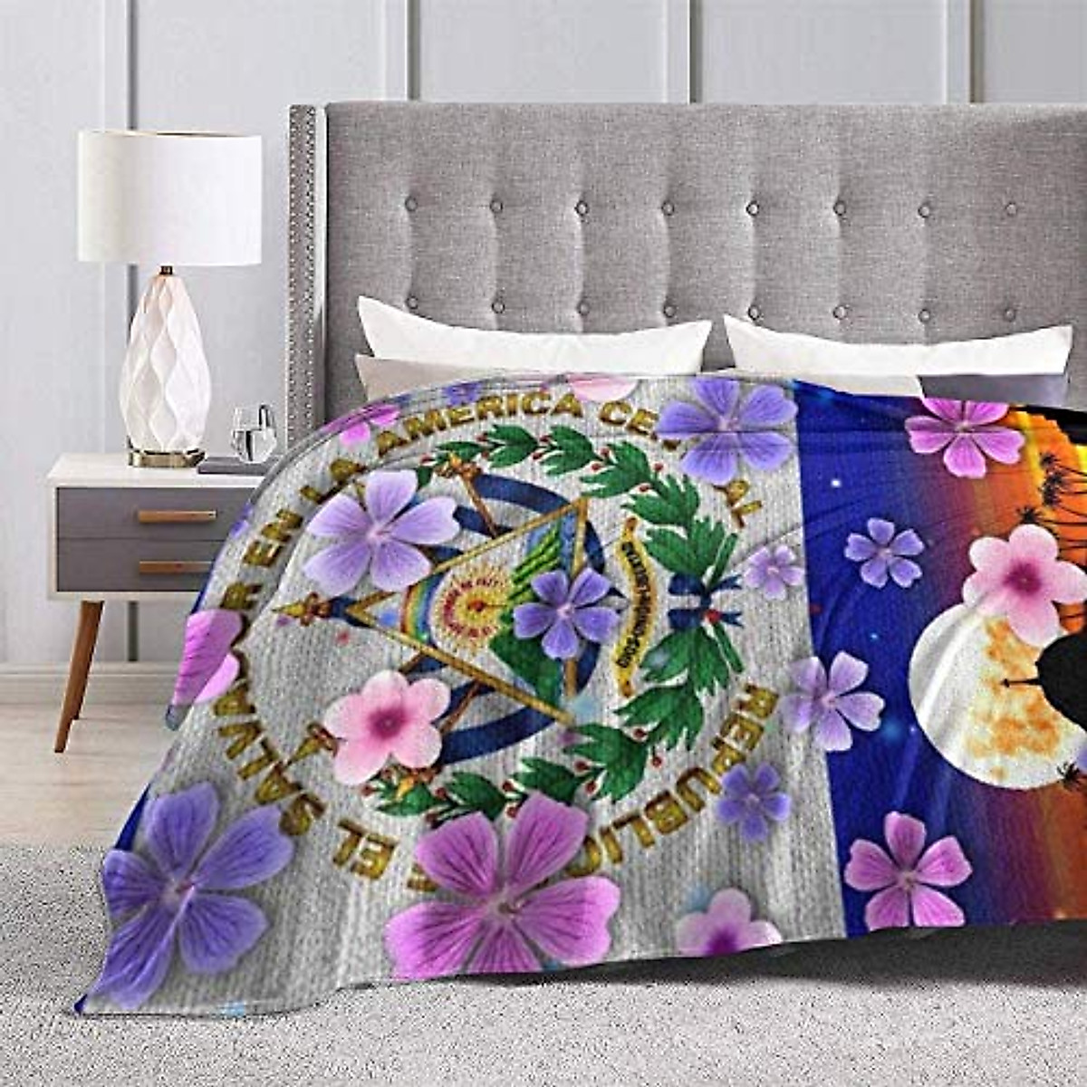 Fleece Blanket El Salvador Flag Plush Throw Fuzzy Super Soft Reversible Microfiber Flannel Blankets 80"x60"