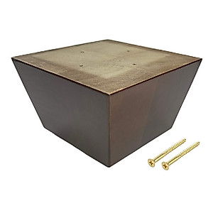 ComfortStyle Furniture Legs, Sofa Couch and Chair 3" Tall x 5" Extra Wide Wood Feet Replacement, Set of 4 Feet, Heavy Duty, Walnut Finish