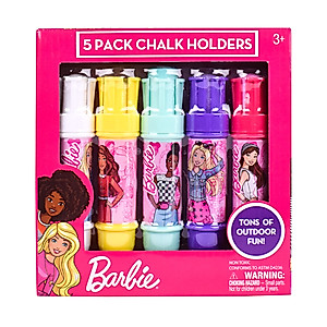 Sunny Days Entertainment Barbie Jumbo Chalk Holders | 5 Chalk Sticks with Holders for Kids | Barbie Outdoor Toys