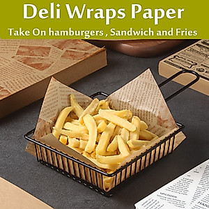 Ninesung 100 Pcs Parchment Paper, Wax Paper, Food Basket Liners, Food Sandwich Wrap Paper Deli Wraps Paper, 12x12 Inch Baking Parchment Paper For Picnic, Tray, Wrap, Bread, Burger and Burrito