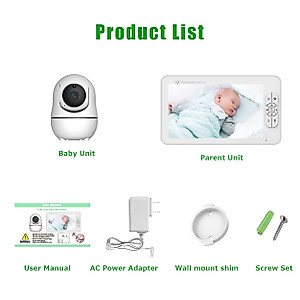 GUAZI STORE Baby Monitor, 7-inch Large Screen,Baby Monitor with Camera Audio Split Screen, Rotating Camera, Two-Way Talk, Temperature Monitoring,Baby 1080P Camera,Automatic Night Vision, Lullaby.…