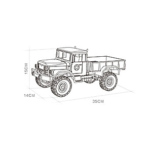 Graces Dawn Remote Control Car, Terrain RC Cars, Electric Remote Control Off Road Military Truck, 1/16 2.4G 4WD Off-Road RC Military Truck Rock Crawler Army Car (Yellow)