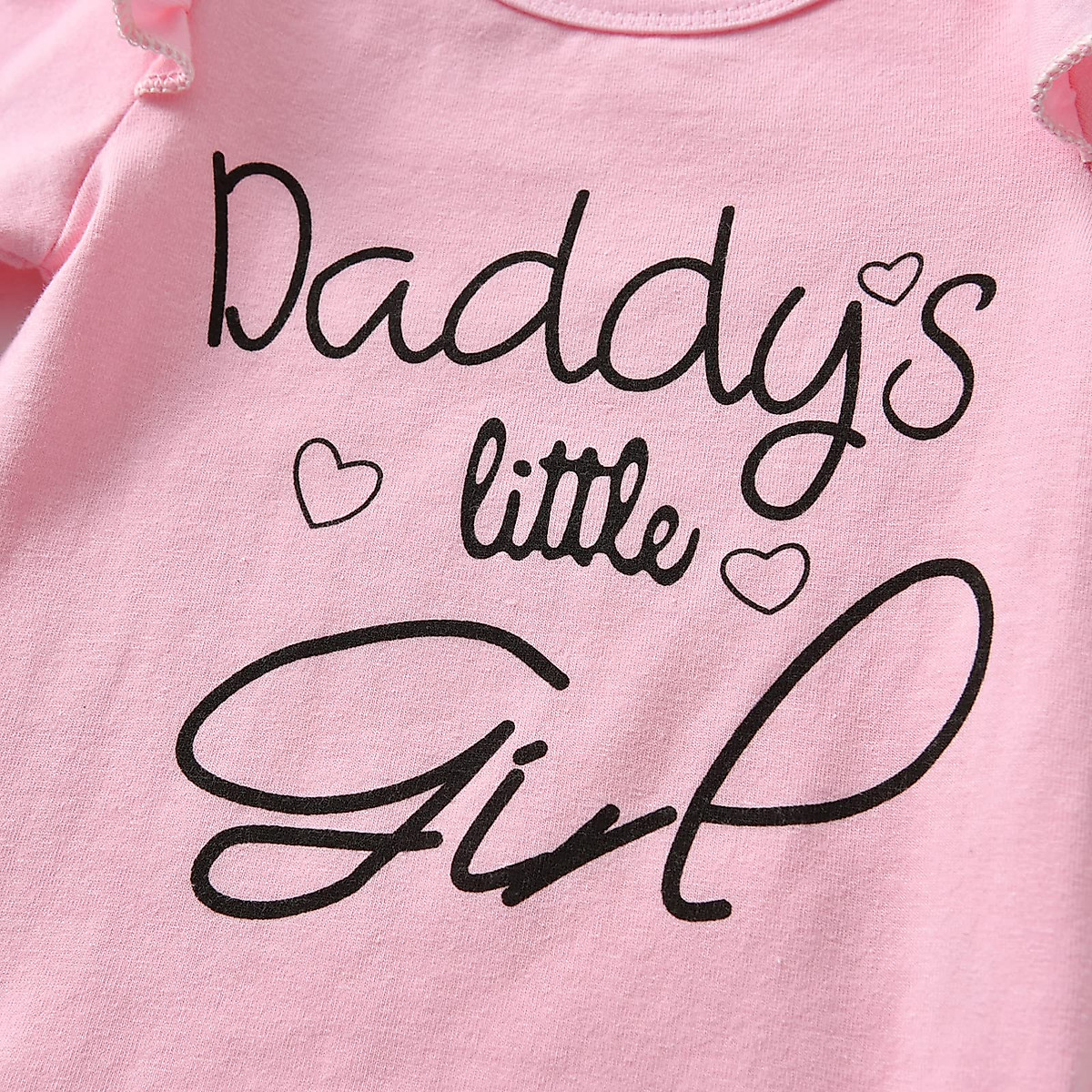 Elspilit Infant Baby Girl Clothes Long Sleeve Ruffle Romper Pants Headband Outfits Sets (0-3 Months,Pink)