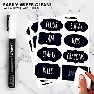 Chalkboard Labels for Jars 96pc - Chalkboard Labels Stickers White Chalk Marker - Chalk Labels for Containers Pantry Labels Chalk Stickers - Black Labels Removable Labels - Chalkboard Stickers Labels