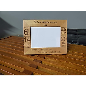Personalized Baby Picture Frame | Custom Engraved & Adler Wood Frame Horizontal | Wall Picture Frame Customizable (Horizontal) |Engraved Custom Picture Frame (5"x7",4”x6”) | Perfect for Baby Gifts