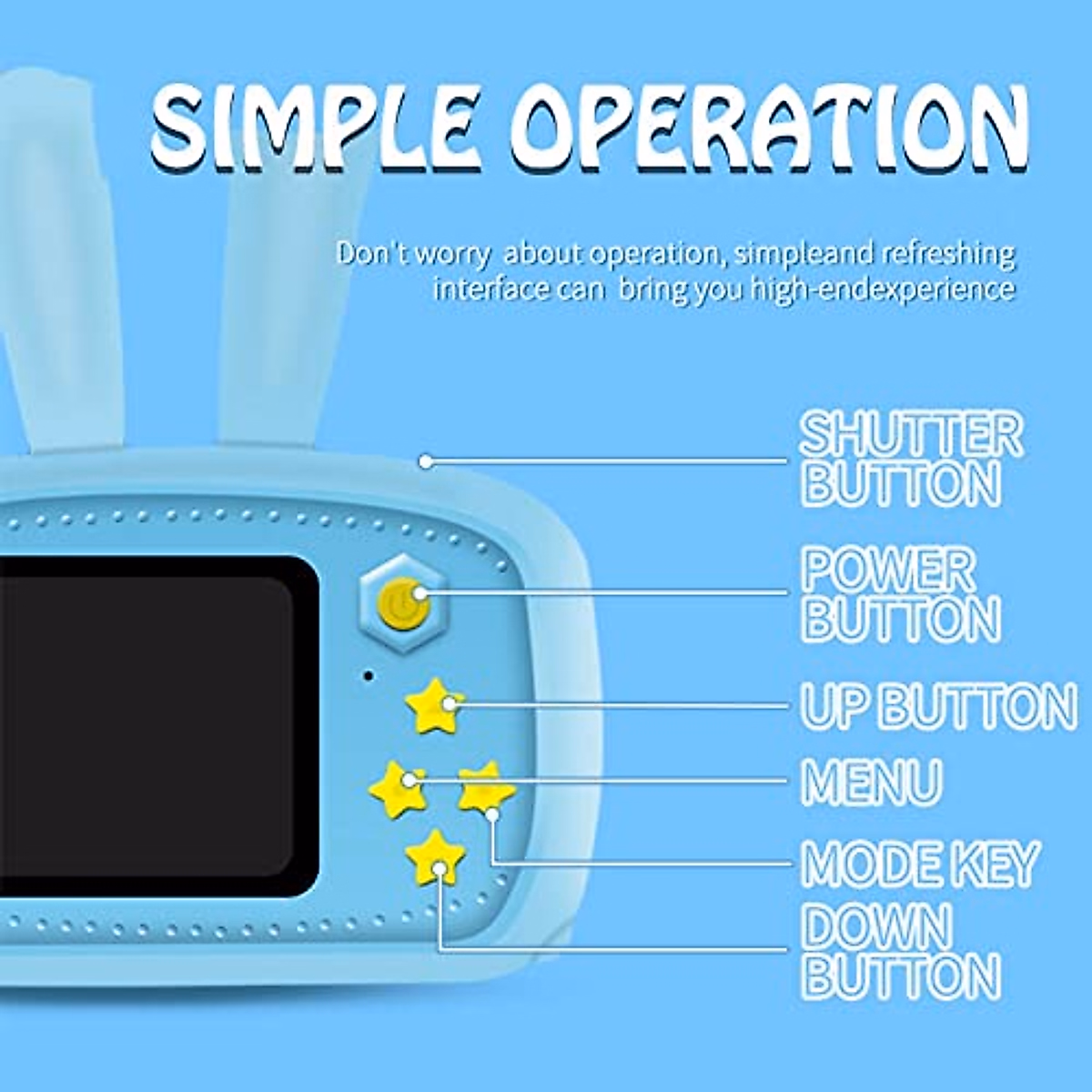 Kids Camera, Rabbit Shape Video LCD Screen Kid Camera, Kids Camera for Girls, USB Data Transfer Kids Digital Camera, Battery Powered Toddler Camera Pink