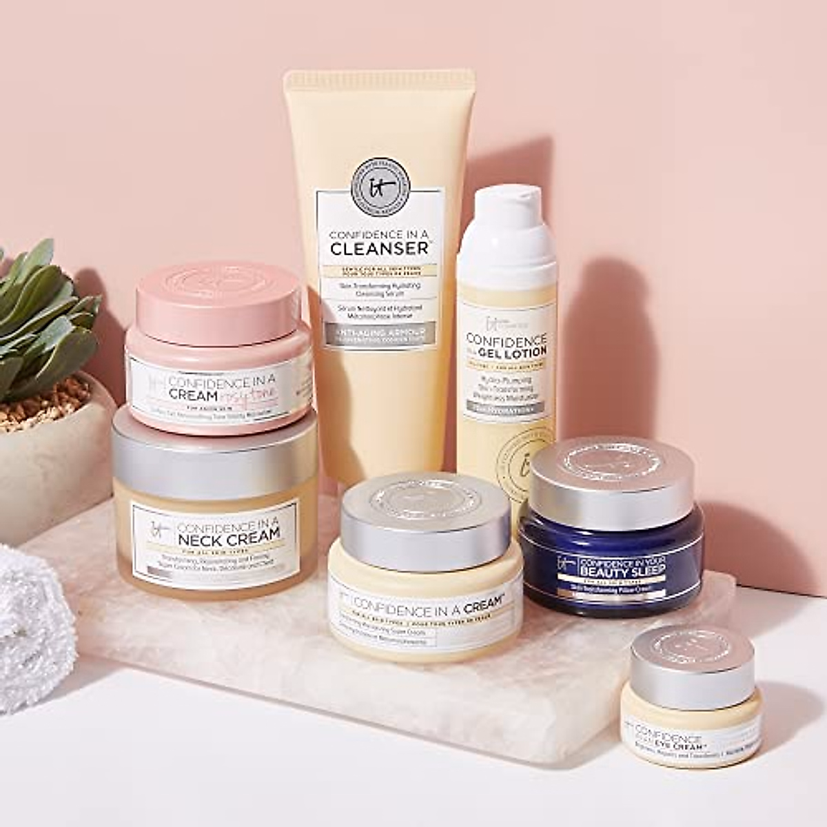 it COSMETICS Confidence In A Cream, Rosy Tone - Skin Brightening Cream For Dull, Dry Skin - Pore Refining & Anti Aging - With Hyaluronic Acid & Collagen - 0.5 Fl Oz