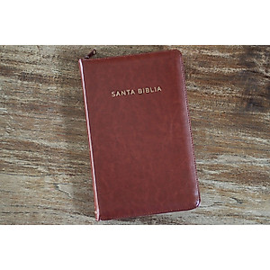 Biblia Reina Valera 1960 letra grande. Símil piel canela, cremallera, tamaño manual / Spanish Bible RVR 1960. Handy Size, Large Print, Leathersoft, Brown Zip