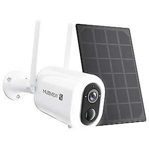 MUBVIEW Solar Security Cameras Wireless Outdoor Floodlight, 2K Outdoor Camera Wireless, Home Security Camera Outdoor, 800 Lumens Light/Siren/14000 Battery/2.4G WiFi/2-Way Talk/IP67/SD/Cloud
