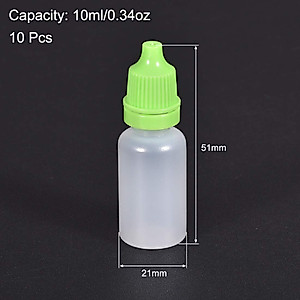 uxcell Plastic Dropper Bottles, 10ml/0.34 oz Empty Squeezable Dropper Bottle with Cap, Green, Pack of 10